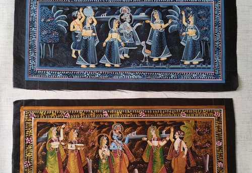 Индийские картины на ткани Радха и Кришна