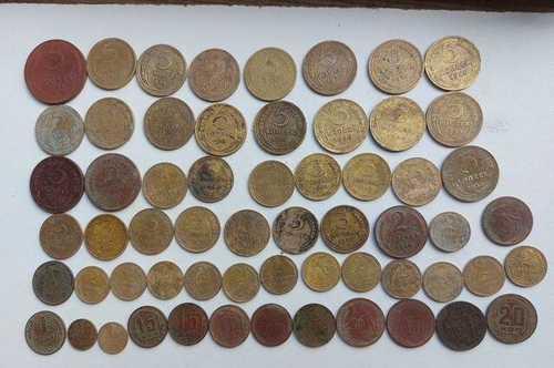 Монеты СССР разные. 60 шт