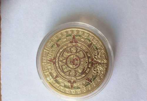 Большая позолоченная монета Золото ацтеков
