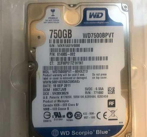 Жёсткий диск 2.5" WD 750GB WD7500bpvt