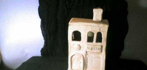 Керамический подсвечник домик для свечи-таблетки