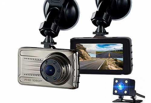 Видеорегистратор T666G+ Full HD, Новый, 2 камеры