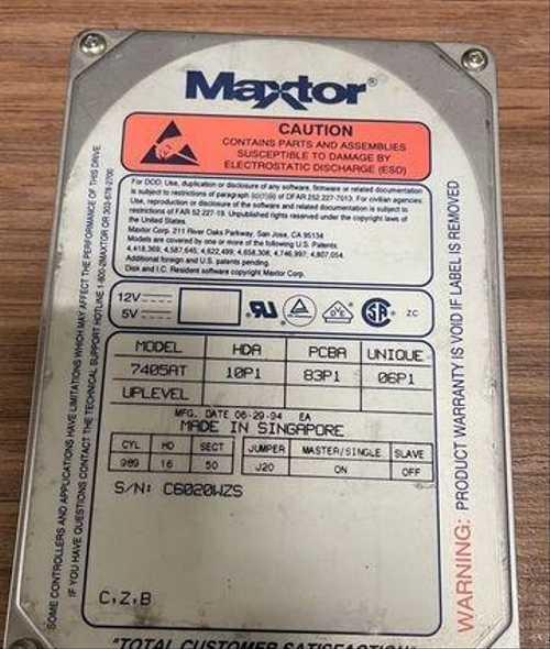 Жесткий диск 400 мб раритет 1994 г. Maxtor