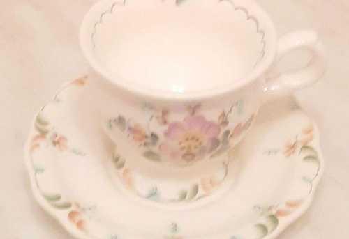 Чайная пара чашка с блюдцем Семиракорская керамика