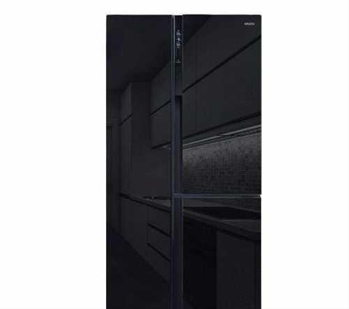 Холодильник Ginzzu NFK-610 (черное стекло) Новый