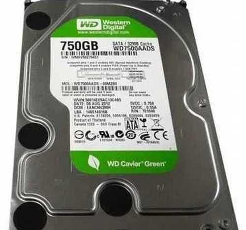 HDD 750 Gb WDC WD7500aads-00M2B0 рабочий