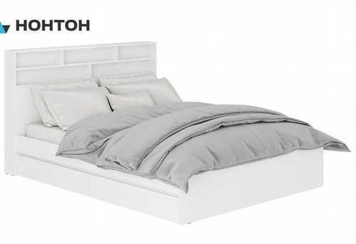 Кровать Симпл 1.4 м с надстройкой белая