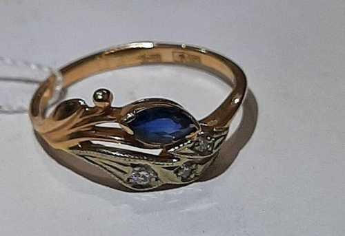 Золотое кольцо с брилл и сапфиром 17,5р-р(22880)