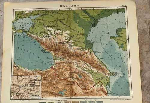 1912 Антикварная карта Кавказ
