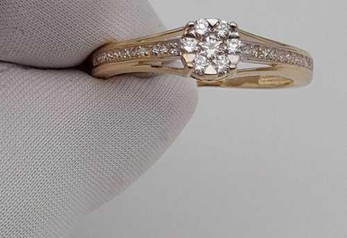 Золотое кольцо с бриллиантами 18,5 размера 585 про