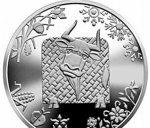 Памятная монета 5 гривен Год Быка. Украина, 2021 г