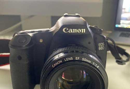 Фотоаппарат canon 60d + обьектив 50 mm 1:1.4