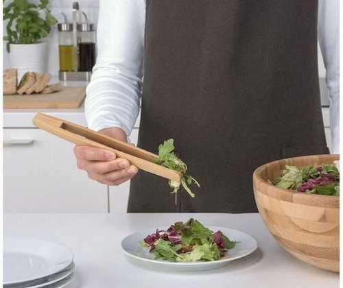 Щипцы кухонные для салата бамбук IKEA новые