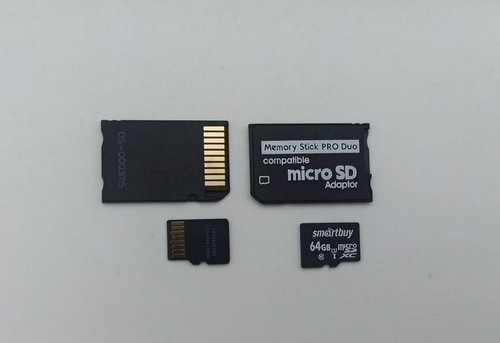 Карта памяти MicroSD с переходником PSP