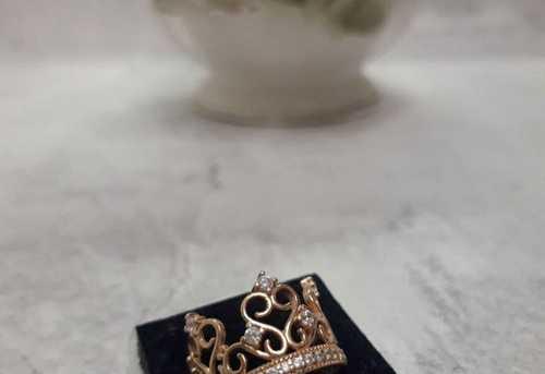 Кольцо-корона серебро 925 в позолоте