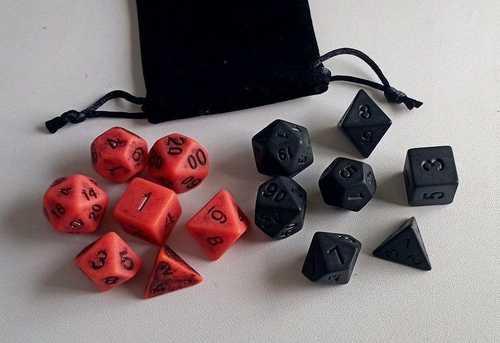 Дайсы/кубики для настольных игр (d4–d20) +мешочек