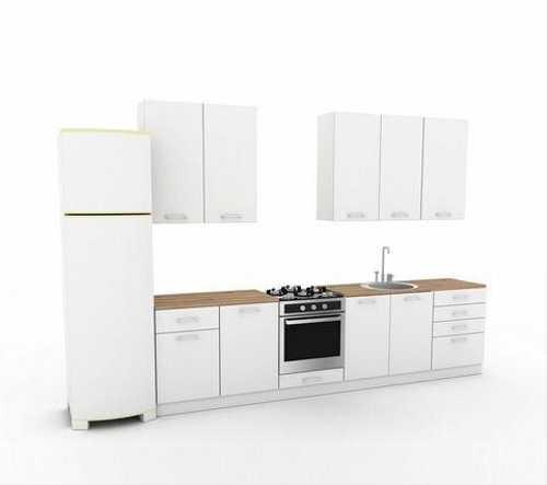 Модульная кухня Амика-14e белый современный