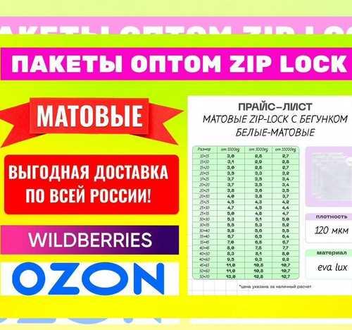 Zip Lock слайдеры для WB Пакеты зип лок с бегунком