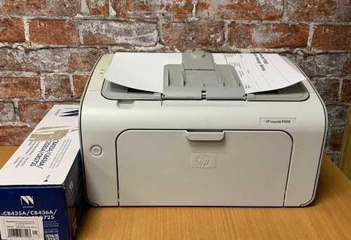 Лазерный принтер HP LaserJet P1005+Новый картридж