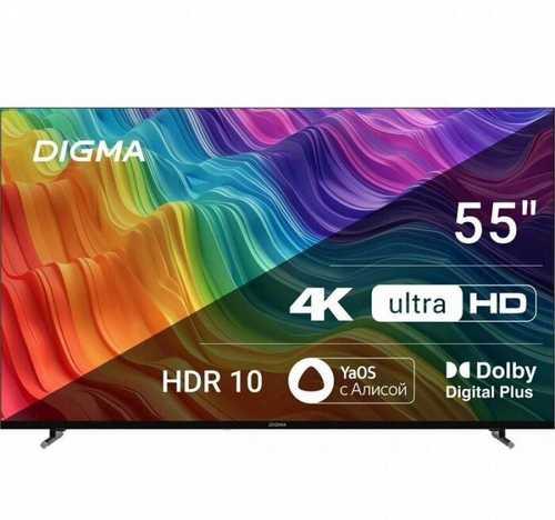 Телевизор Digma DM-LED55UBB33, 4K Ultra HD, черный, YaOS