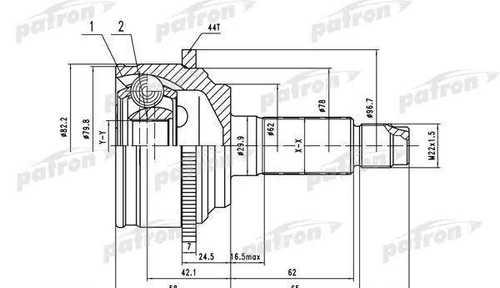 Patron PCV1525 шрус наружн к-кт 28x62x32 ABS44T MA