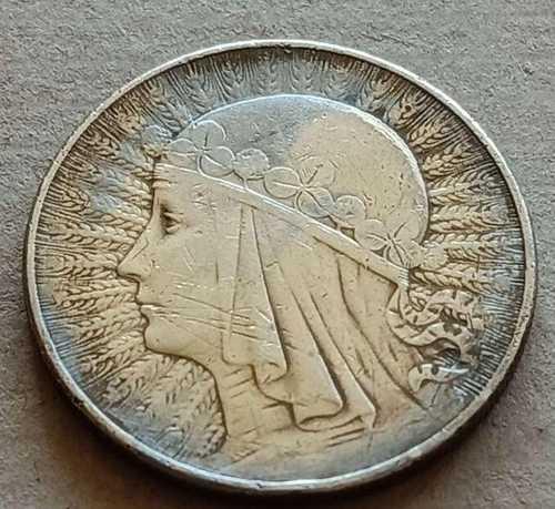 10 злотых 1932 год, серебро