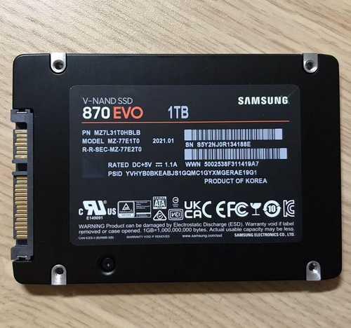 SSD диск Samsung 870 EVO 1 Tb оригинал, health 97%