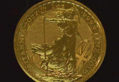 Золотая монета «Стоящая Британия» 100 фунтов 2022
