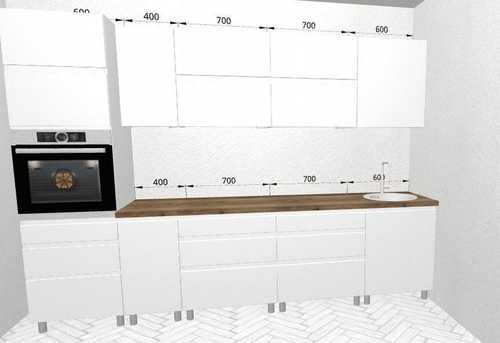 Кухонный гарнитур 3 метра белый