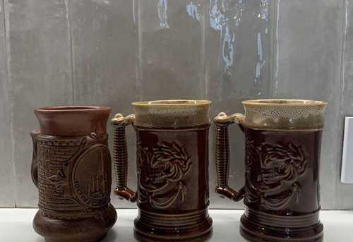Кружки, стаканы для пива под старину керамические