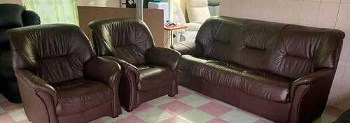 Финский кожаный диван + 2 кресла, Finesse