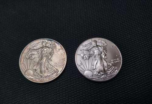 Монеты шагающая свобода, 999 проба, серебро