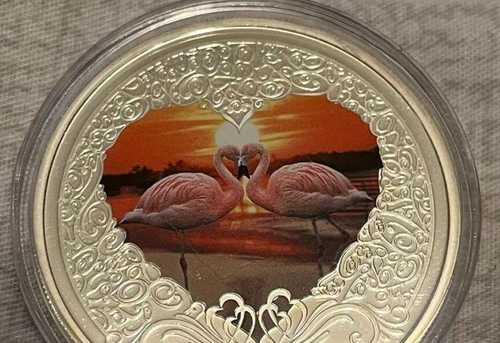 Серебряная монета. "Любовь бесценна", Фламинго