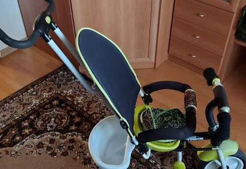 Велосипед коляска с ручкой и корзиной для игрушек