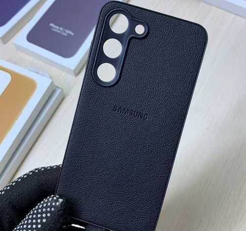 Чехол на Samsung S23 силикон под кожу черный