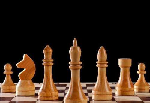 Шахматы: деревянная доска и фигуры; 43х43 см