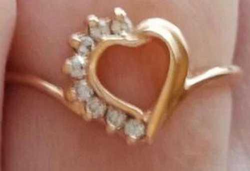 Золотое кольцо "Сердечко"