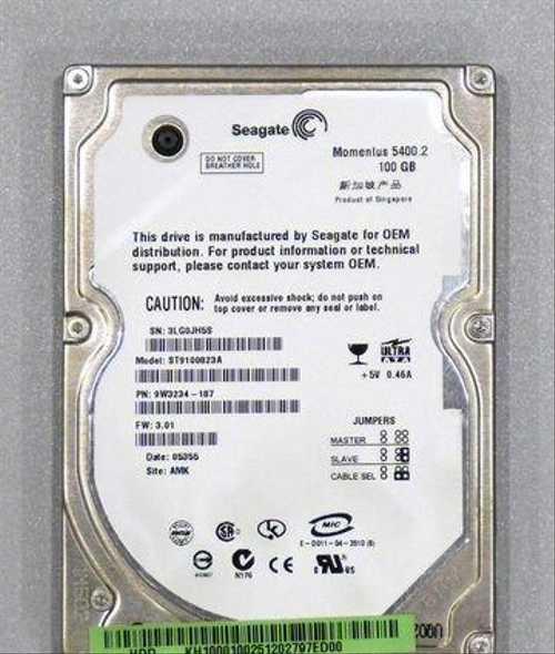 Жесткий диск для ноутбука ST9100823A 100Гб IDE
