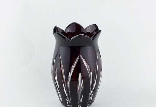 Винтажная ваза Тюльпан цвета граната, 58г