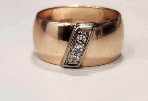 Золотое кольцо 585пробы СССР с брилиантами чалма