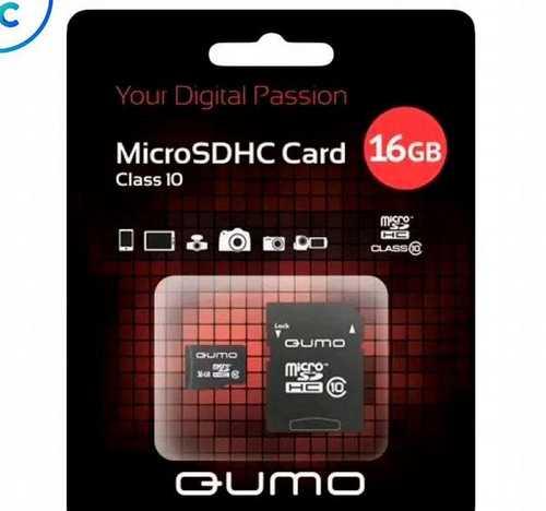 Флеш карта microSD 16GB qumo (SD адаптер)