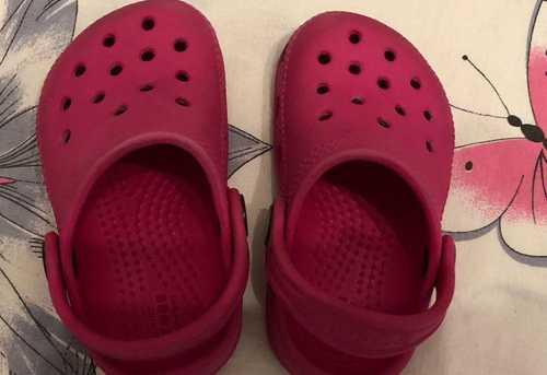 Кроксы розовые, crocs c5, 21-22 рр