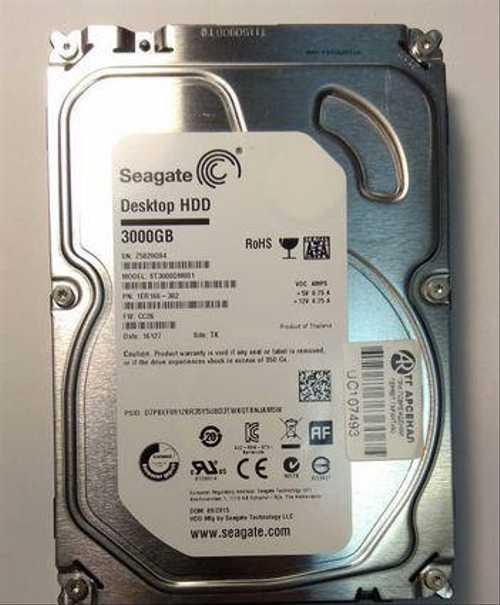 Жесткий диск 3,5", 3Tb, Seagate st3000dm001, sata3