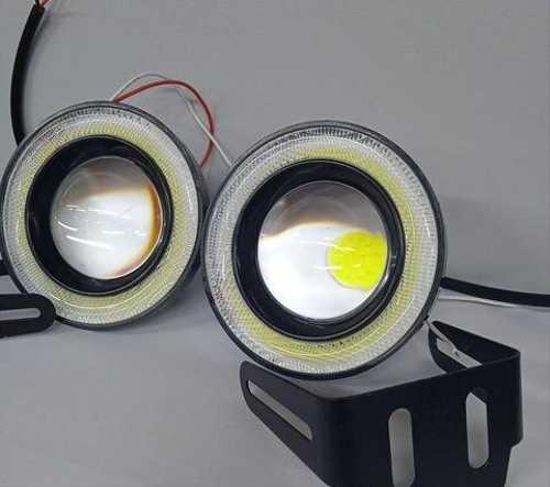 LED фары противотуманные универсальные с дхо 64мм