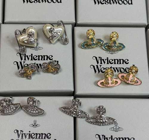 Серьги Vivienne Westwood сердце стразы жемчуг