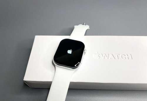 Apple watch 9 с яблоком при включении (серебро)