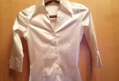 Блузка (рубашка) белая атласная 42 44 размер