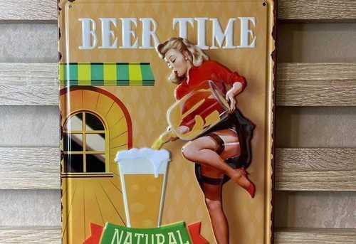 Декор на стену фактурная табличка Beer time