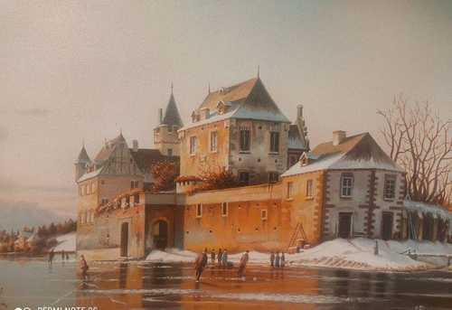 Картина маслом "Замок у Реки"