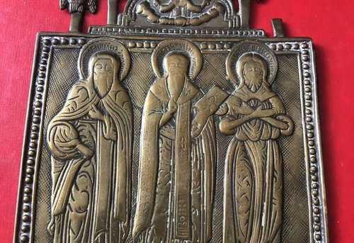 Старинная латунная икона Избранные Святые